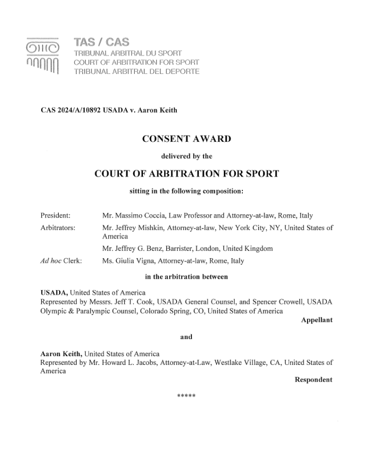 Aaron Keith Receives Extended Sanction | USADA