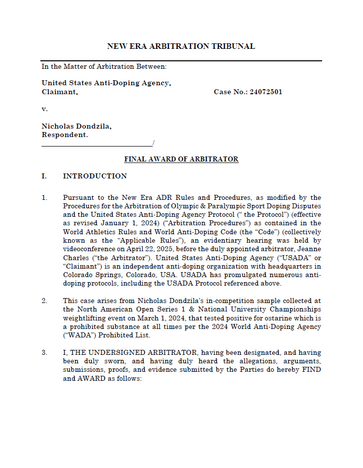 Nicholas Dondzila Receives Doping Sanction | USADA